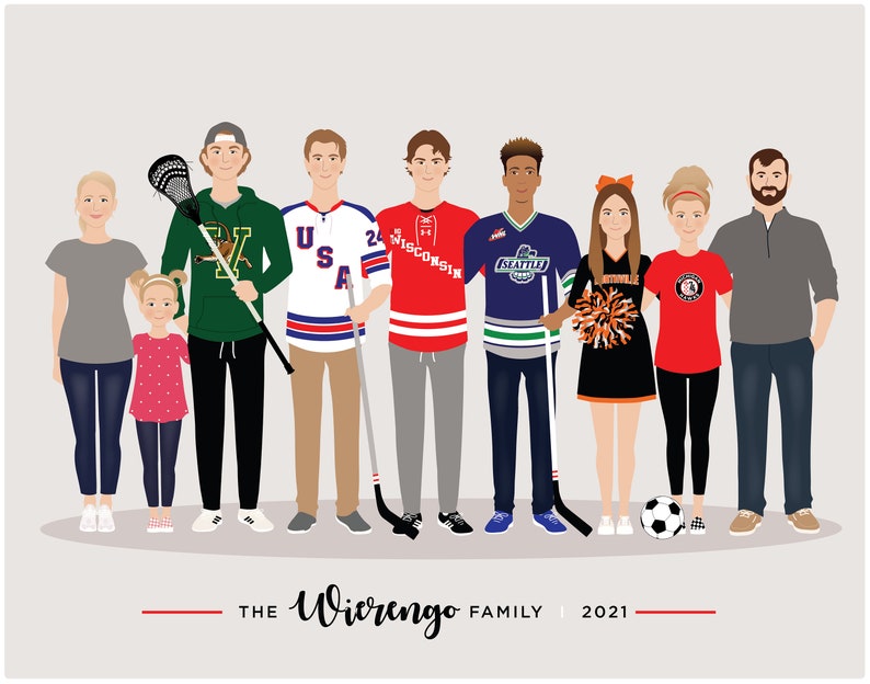 Custom Portrait Additional Person Add on Person | Etsy