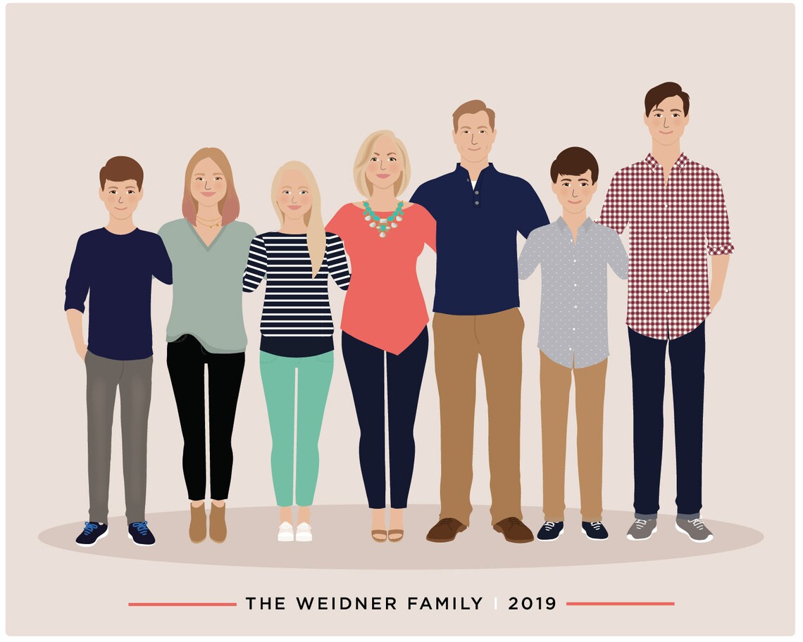 Custom Family Portrait Additional Person - Etsy