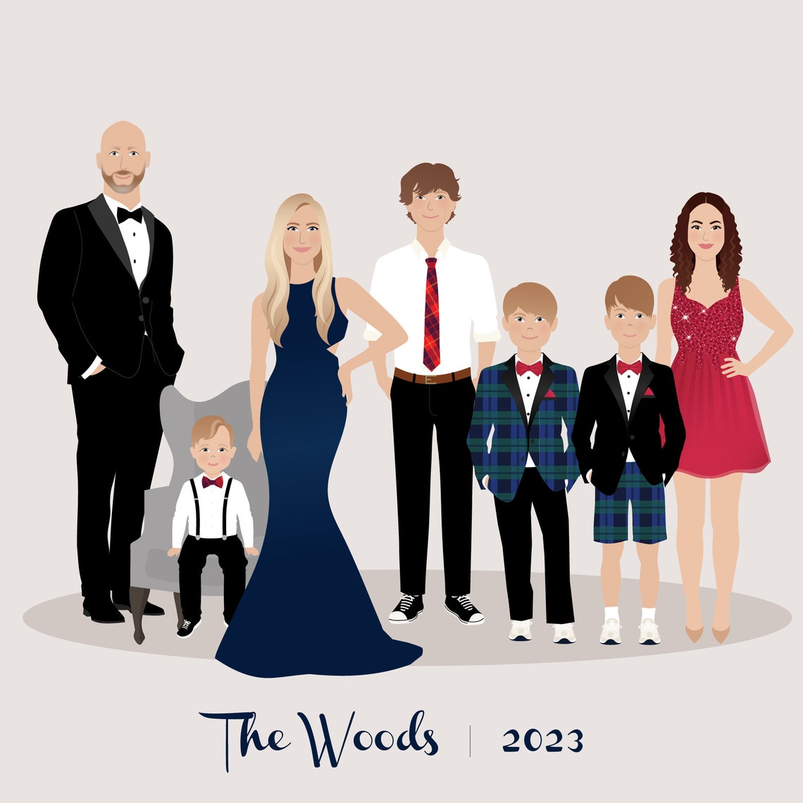 Custom Family Portrait, Handmade Drawing of Family - Etsy