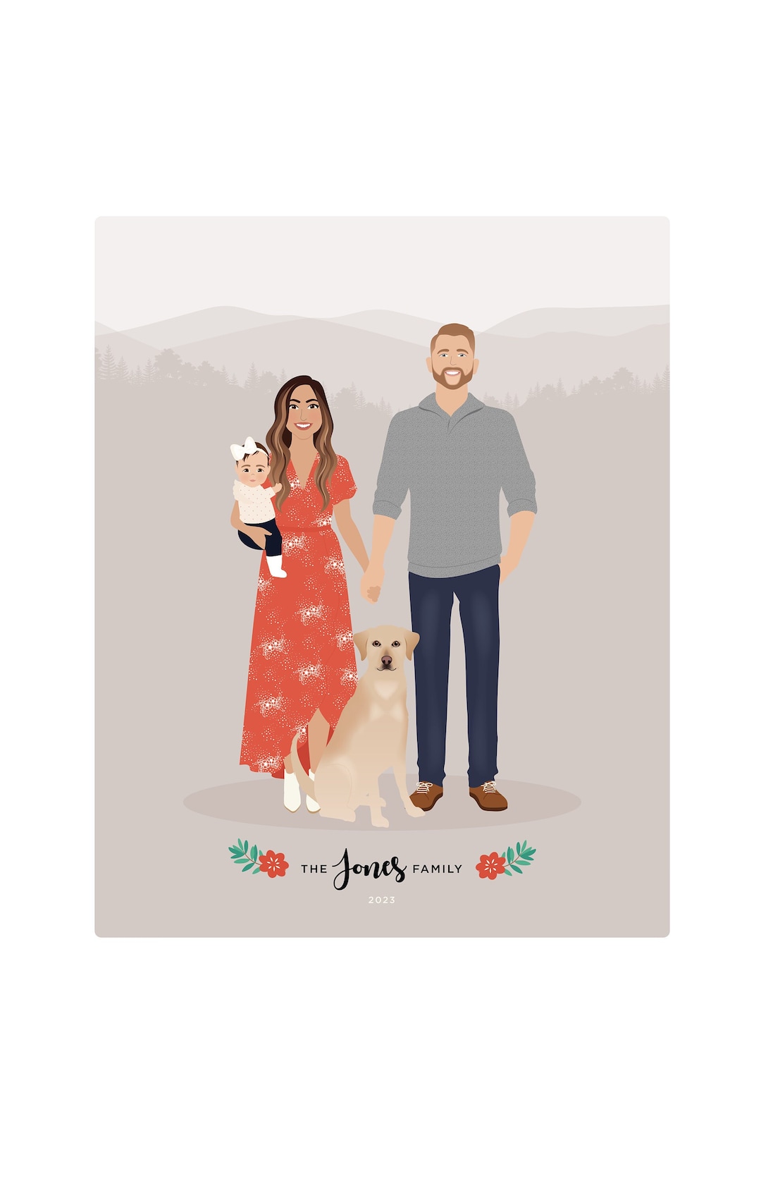 Custom Family Portrait Drawing, Personalized Mothers Day Gift - Etsy
