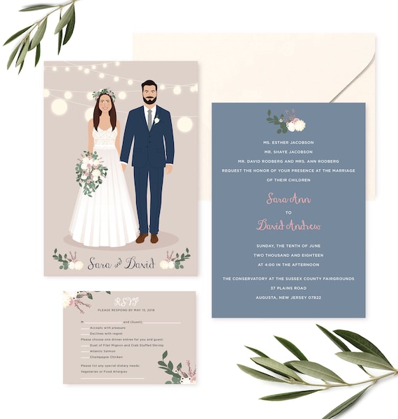 Custom Couple Portrait Wedding Invitation - Etsy