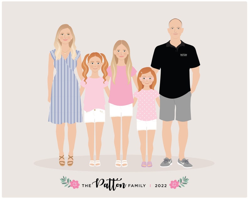 Custom Family Portrait Personalized Family Illustration - Etsy