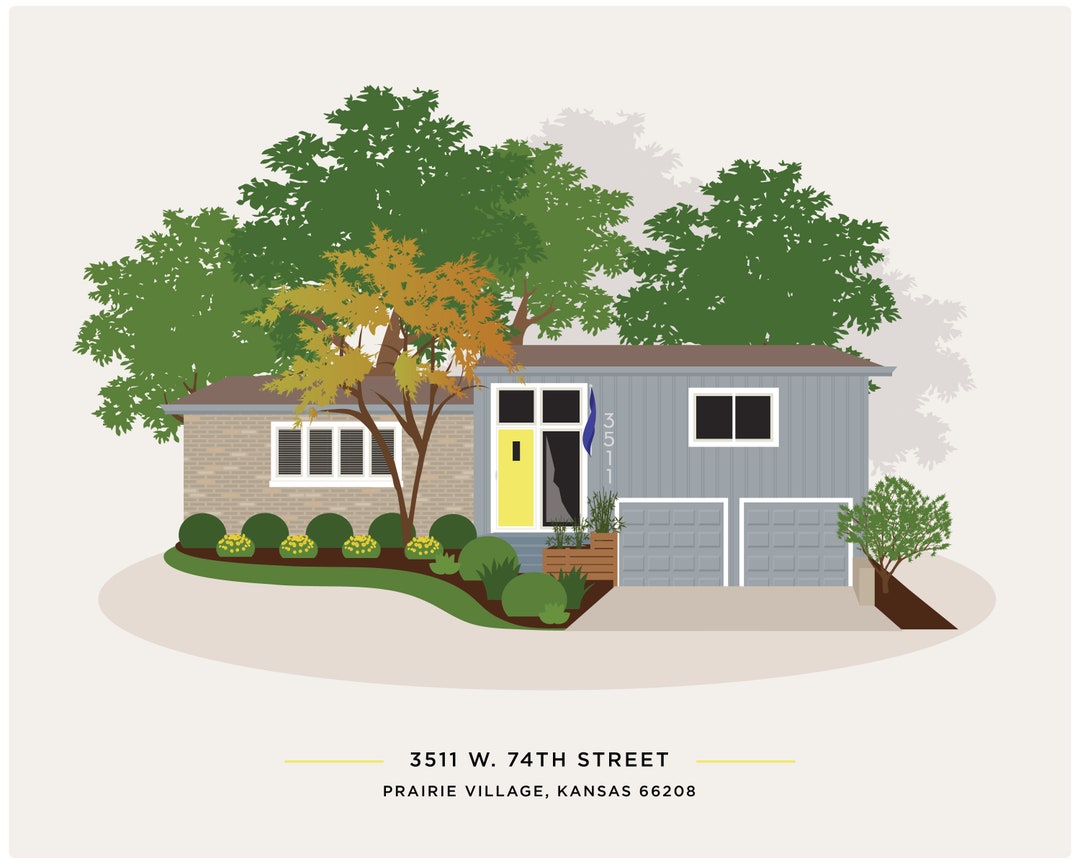 Home Illustration / House Drawing - Etsy