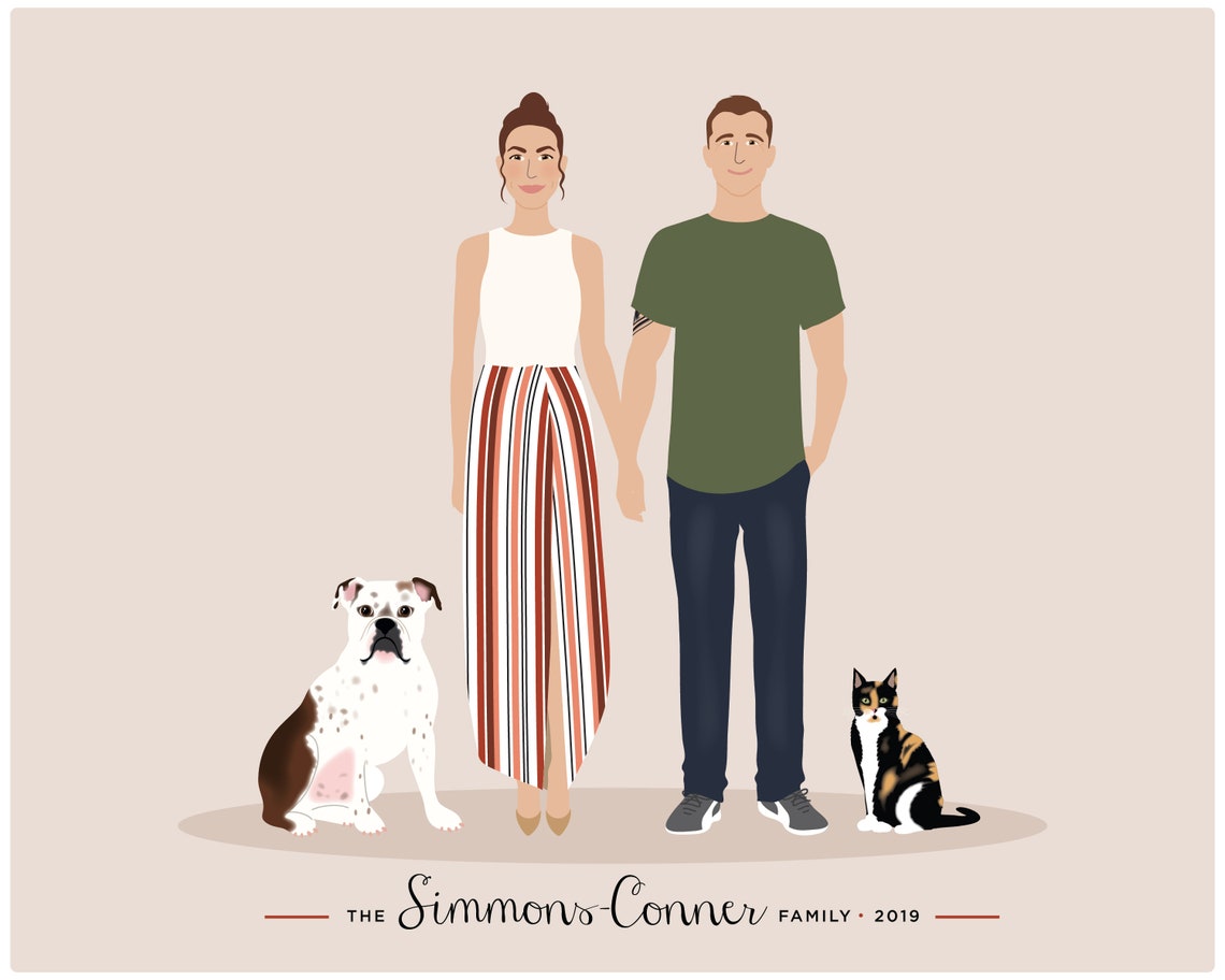 Custom Family Portrait Handmade Drawing of Family - Etsy