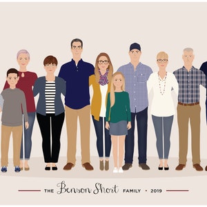 Custom Family Portrait Handmade Drawing of Family - Etsy