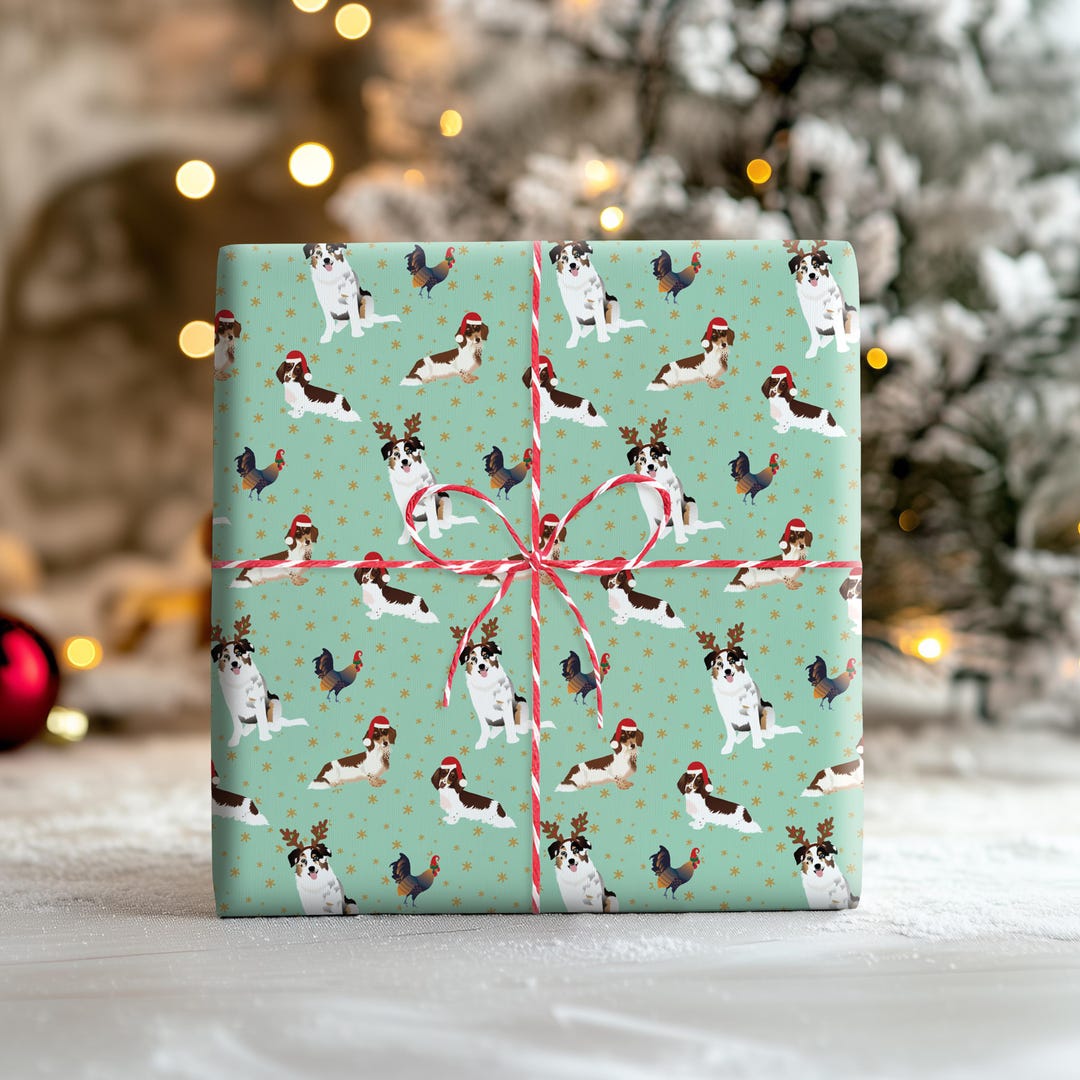 Custom Pet Portrait Wrapping Paper, Personalized Dog Christmas Gift ...
