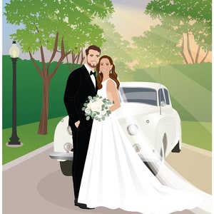 Wedding Portrait, Paper Anniversary Gift, Couple Portrait, Drawing of ...