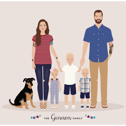 Custom Family Portrait Personalized Family Illustration - Etsy