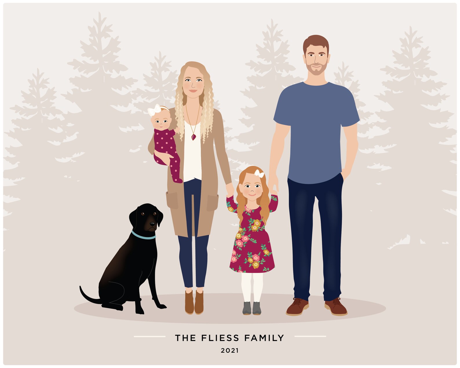 Custom Family Portrait Personalized Family Illustration - Etsy