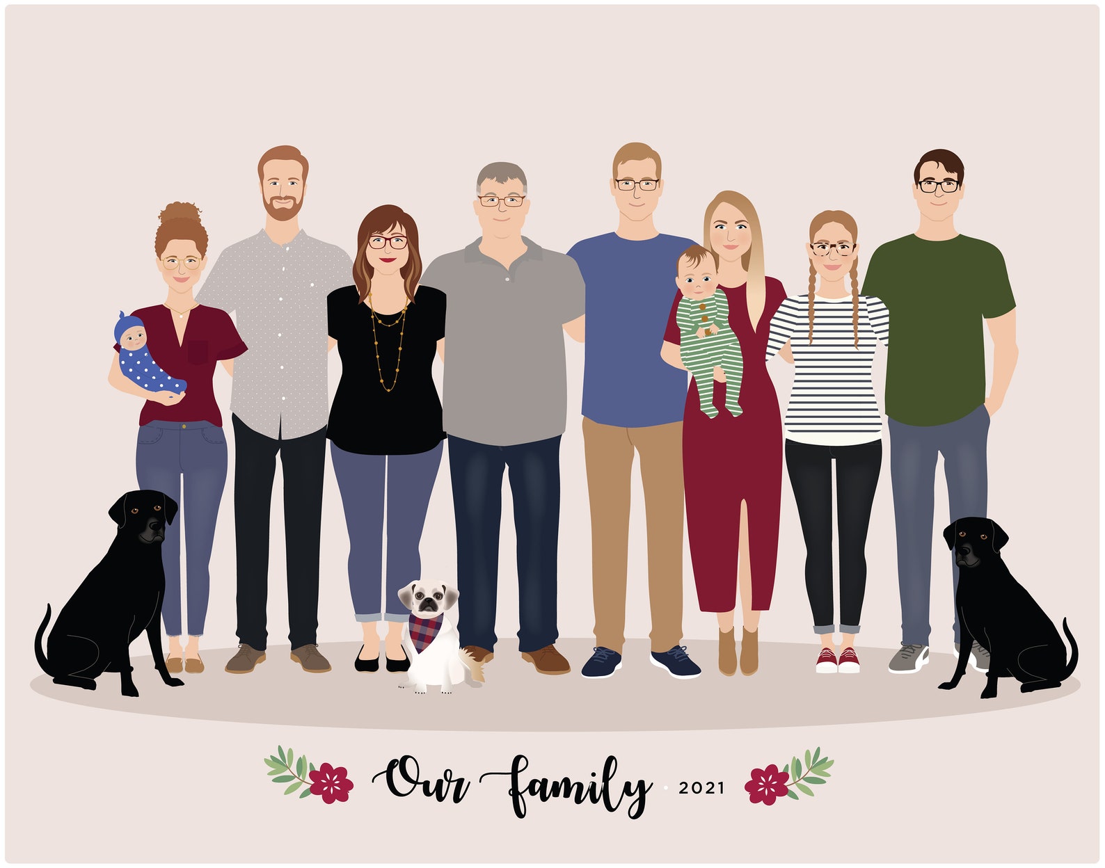Custom Group Portrait Large Family Portrait Custom Family - Etsy