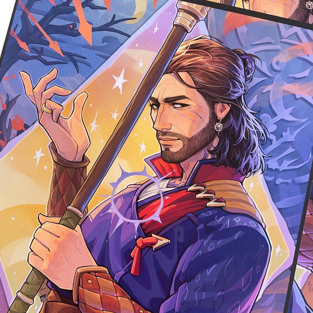 Wizard of Waterdeep (gale Dekarios) - Tarot Style Art Print - Baldur's ...