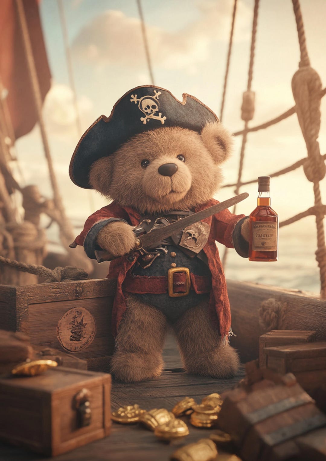 Teddy the Pirate Captain Plush Toy - Adorable Soft Doll, Ruler of the ...