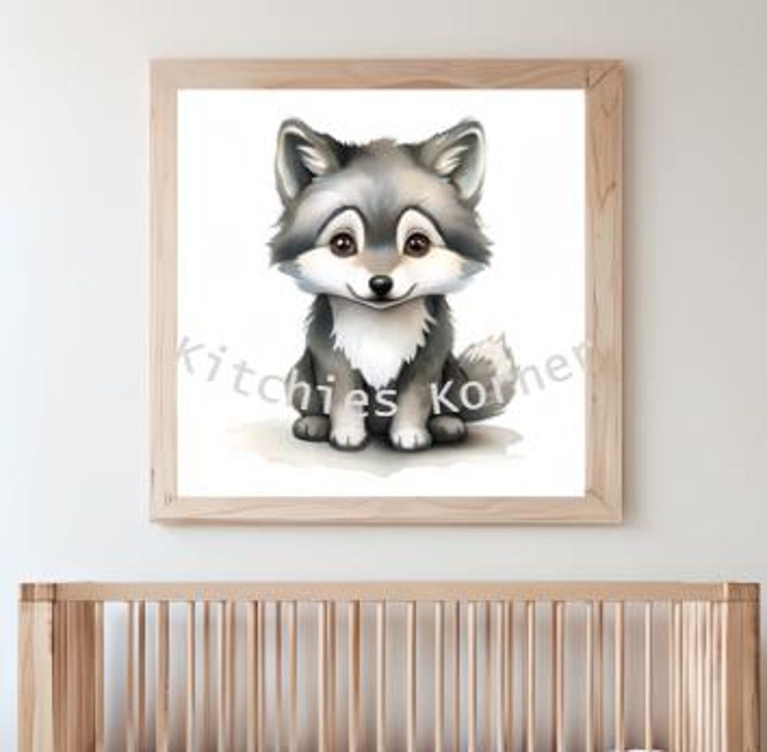 Watercolor Baby Wolf Download - Etsy