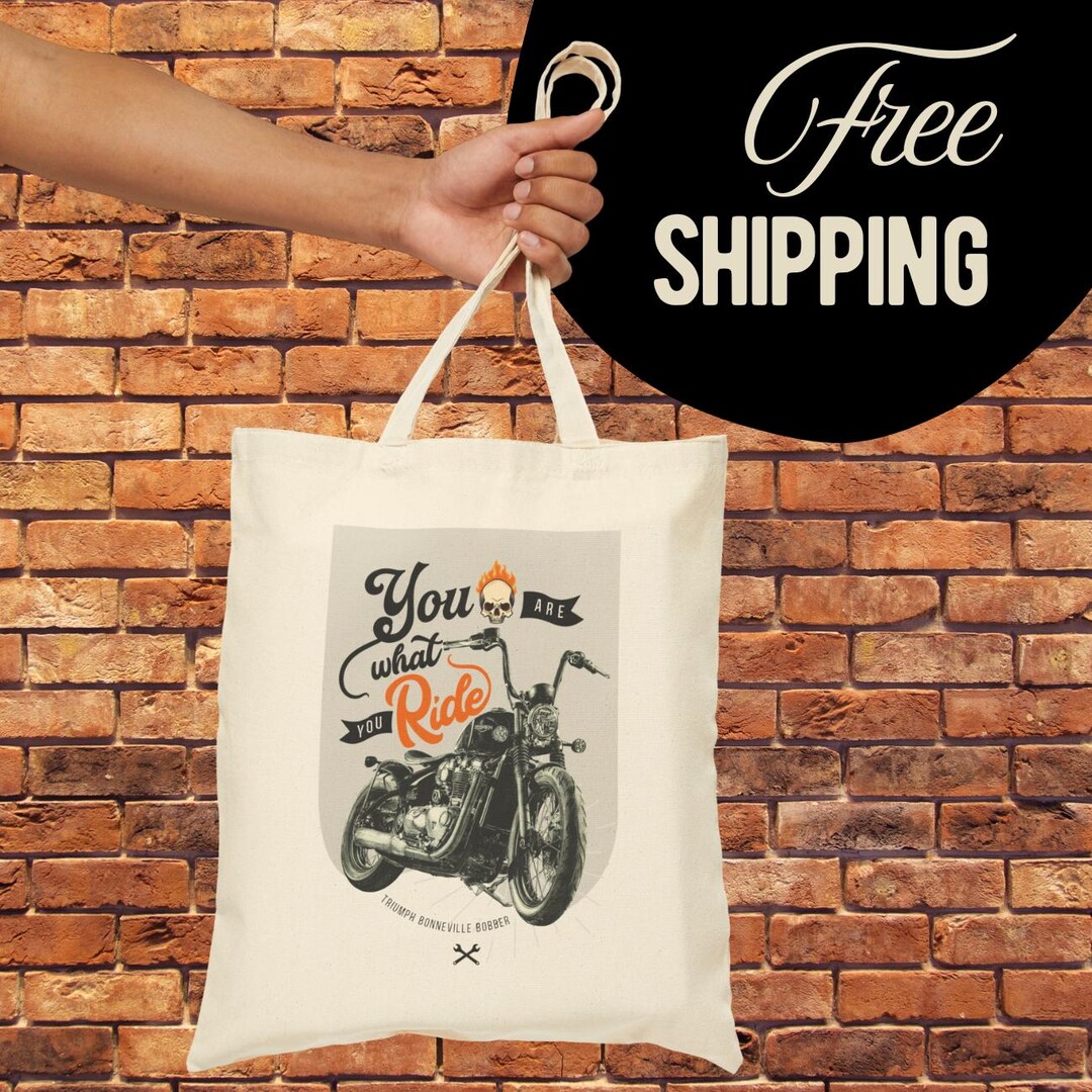 Motorcycle Tote Bag: Triumph Bonneville Bobber, Biker Gift - Etsy