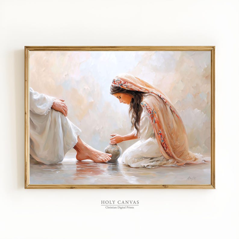 Mary of Bethany Anoints Jesus Christian Wall Art Downloadable Christian ...