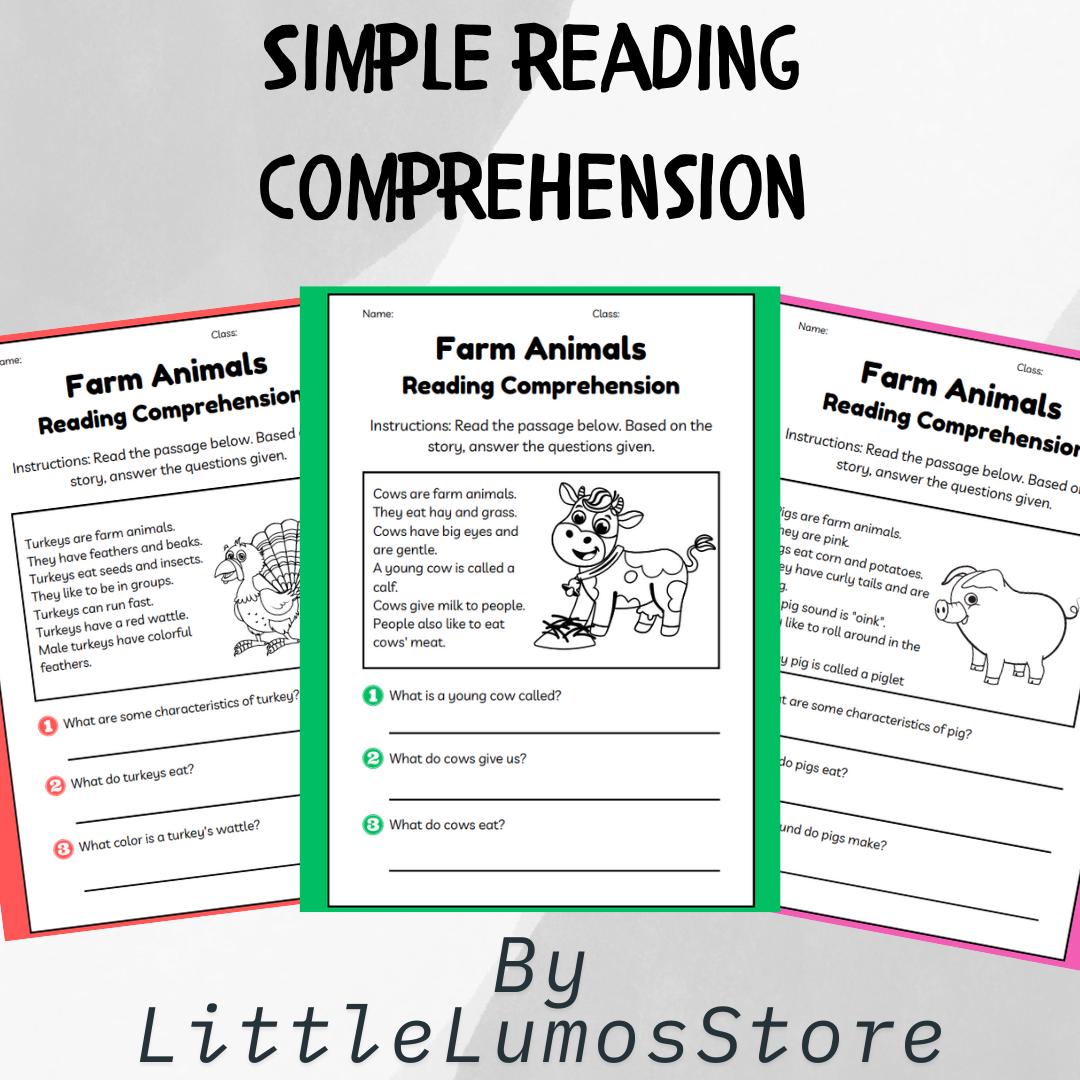 Farm Animals Reading Comprehension Worksheets | Printable Early ...