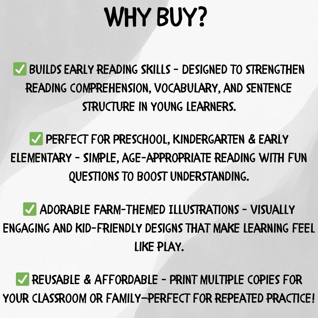 Farm Animals Reading Comprehension Worksheets | Printable Early ...