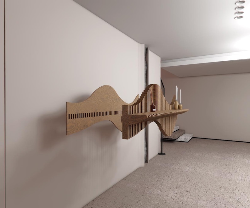 Parametric Wave Wall Shelf | Modern Wooden Wall Art |CNC Cutting File ...