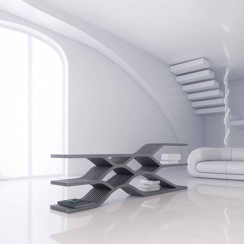 Modern Parametric Bookshelf | CNC Cut Ready DXF File | Decorative ...