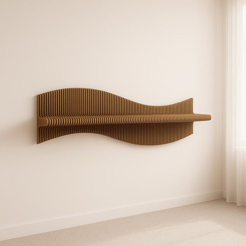Parametric Wave Shelf | CNC Digital File | Modern Organic Wood Wall ...