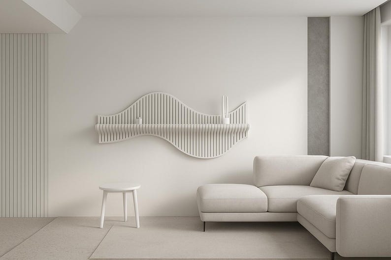 Parametric Wave Wall Shelf | Modern Wooden Wall Art |CNC Cutting File ...