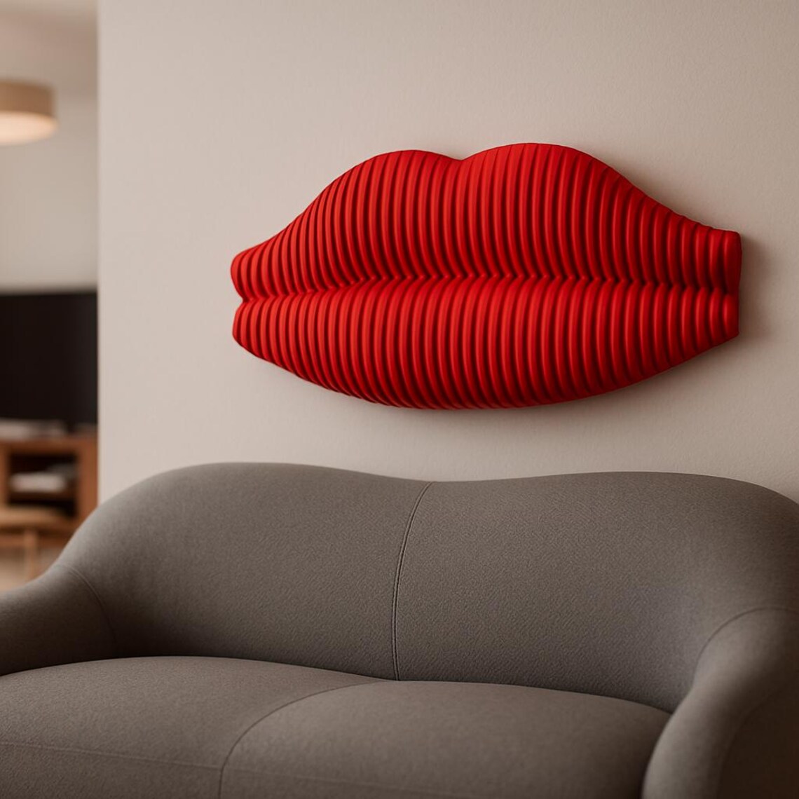 Parametric Wall Art |3D Red Lip Decor | |CNC Cutting File(digital ...