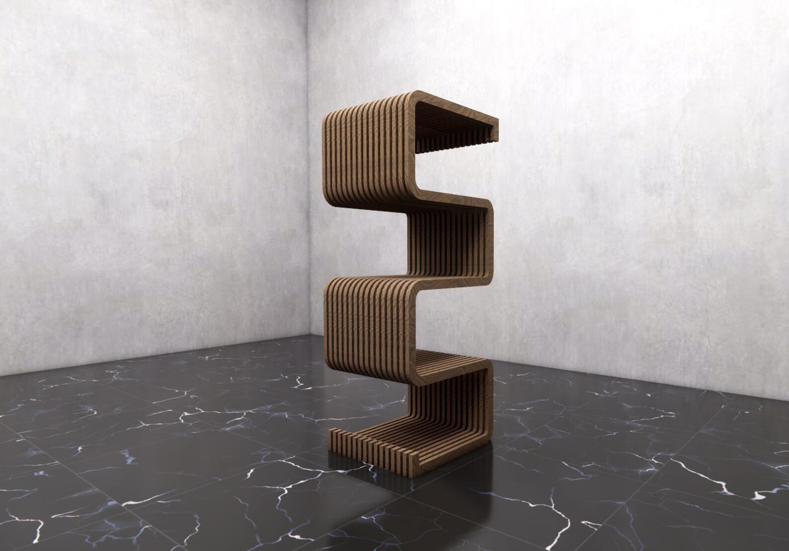 Parametric Modern Wooden Shelf | CNC Cut Layered Design | Z Shaped ...