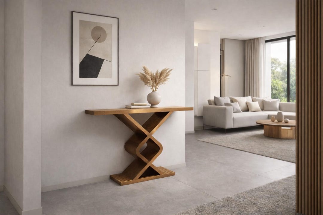 Parametric Wooden Console Table DXF | Modern CNC Entryway Table ...