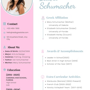 Editable Sorority Resume Template for Canva | PNM Recruitment CV ...