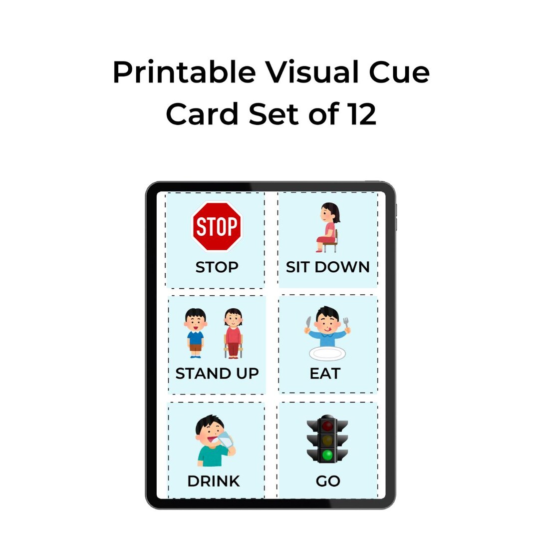 12 Visual Cue Cards for Autism, Digital Download, Communication ...