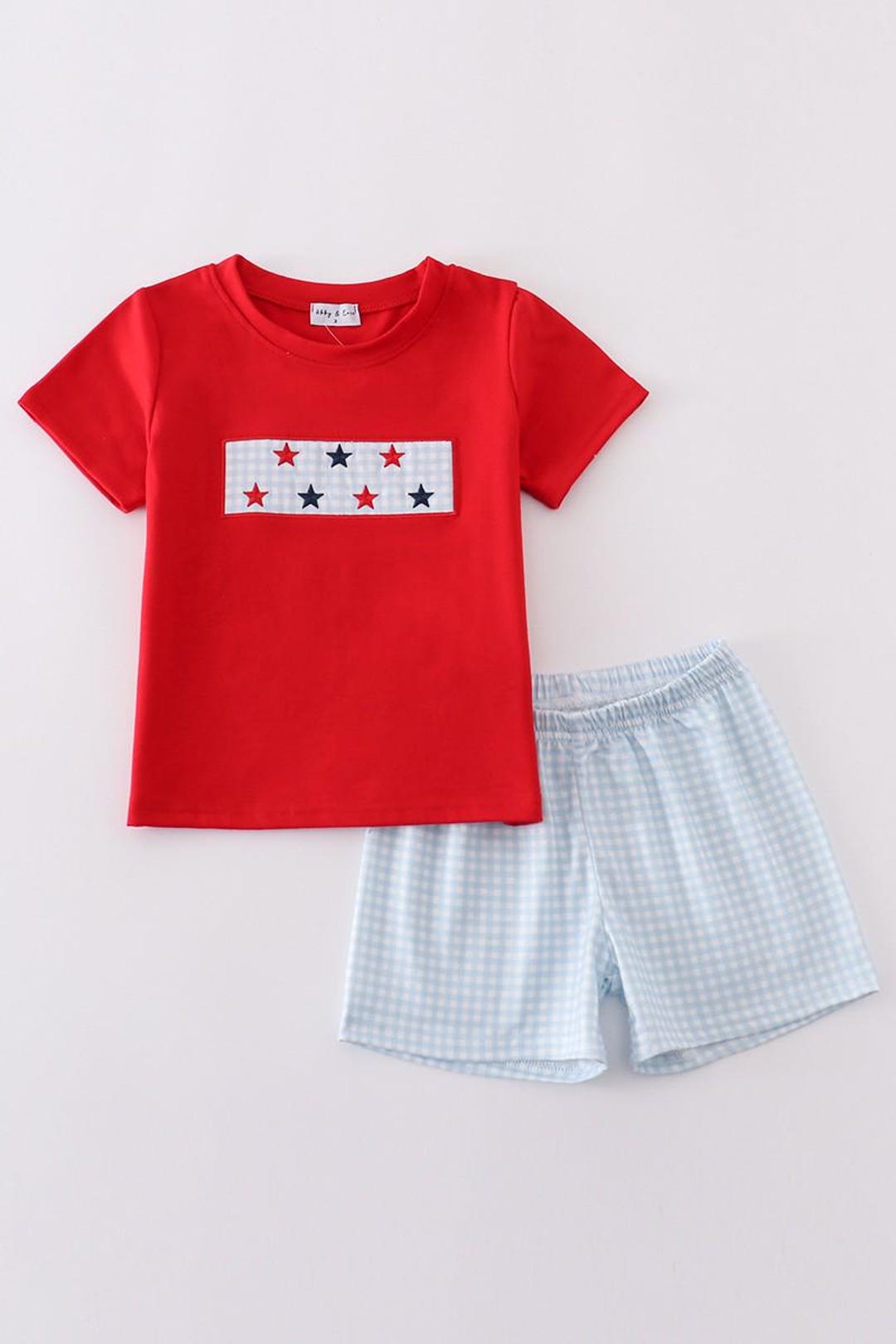 Patriotic Red Star Embroidery Toddler Outfit | Boys’ Summer Shorts Set ...