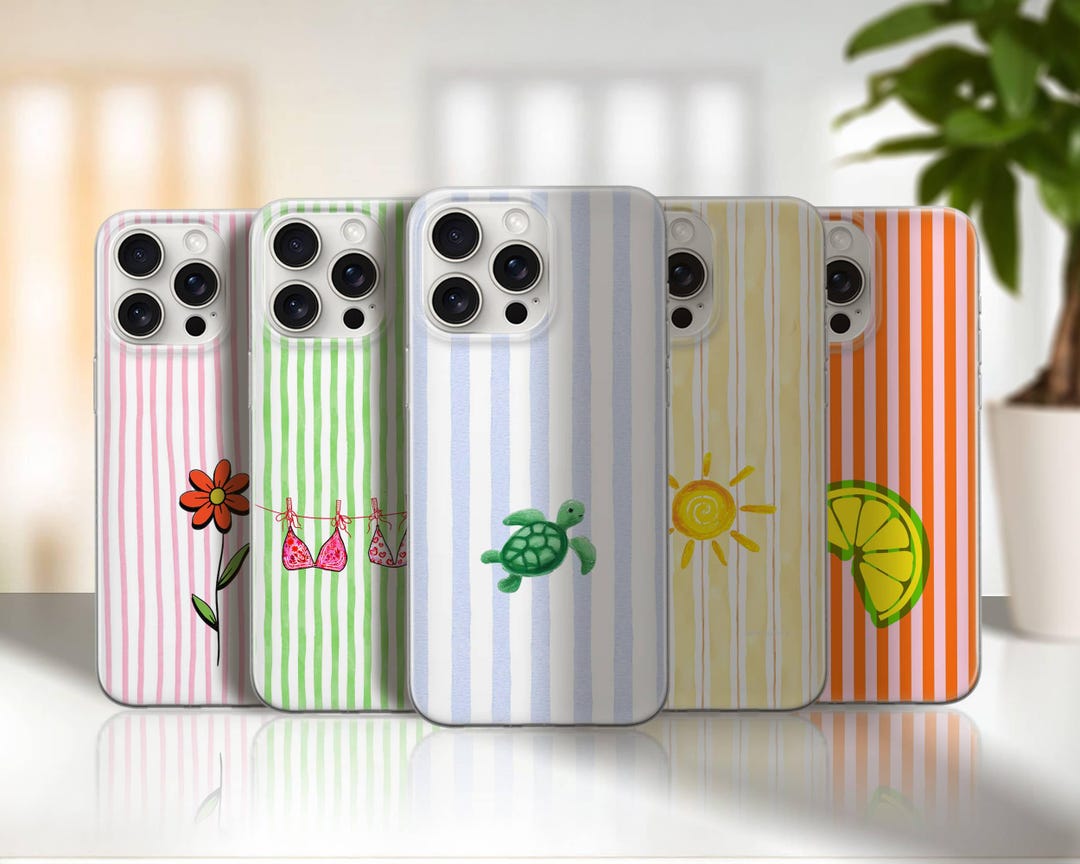 Summer Beachy Phone Case Trendy Resort Stripe Watercolor Magsafe Cover ...