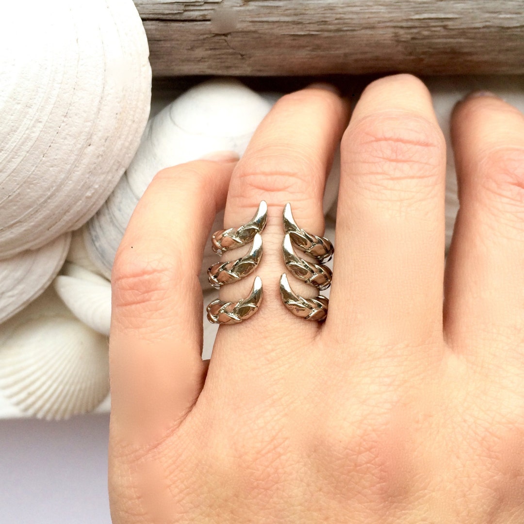 Double Snake Tail Silver Ring: Good Luck Stacking Jewelry, Size 7 - Etsy