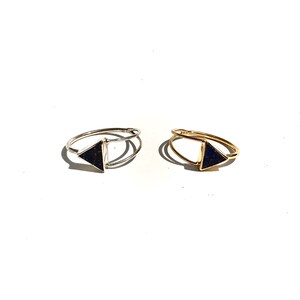 Triangle ONYX Gemstone Rings // Sterling Silver Black Onyx and Gold ...
