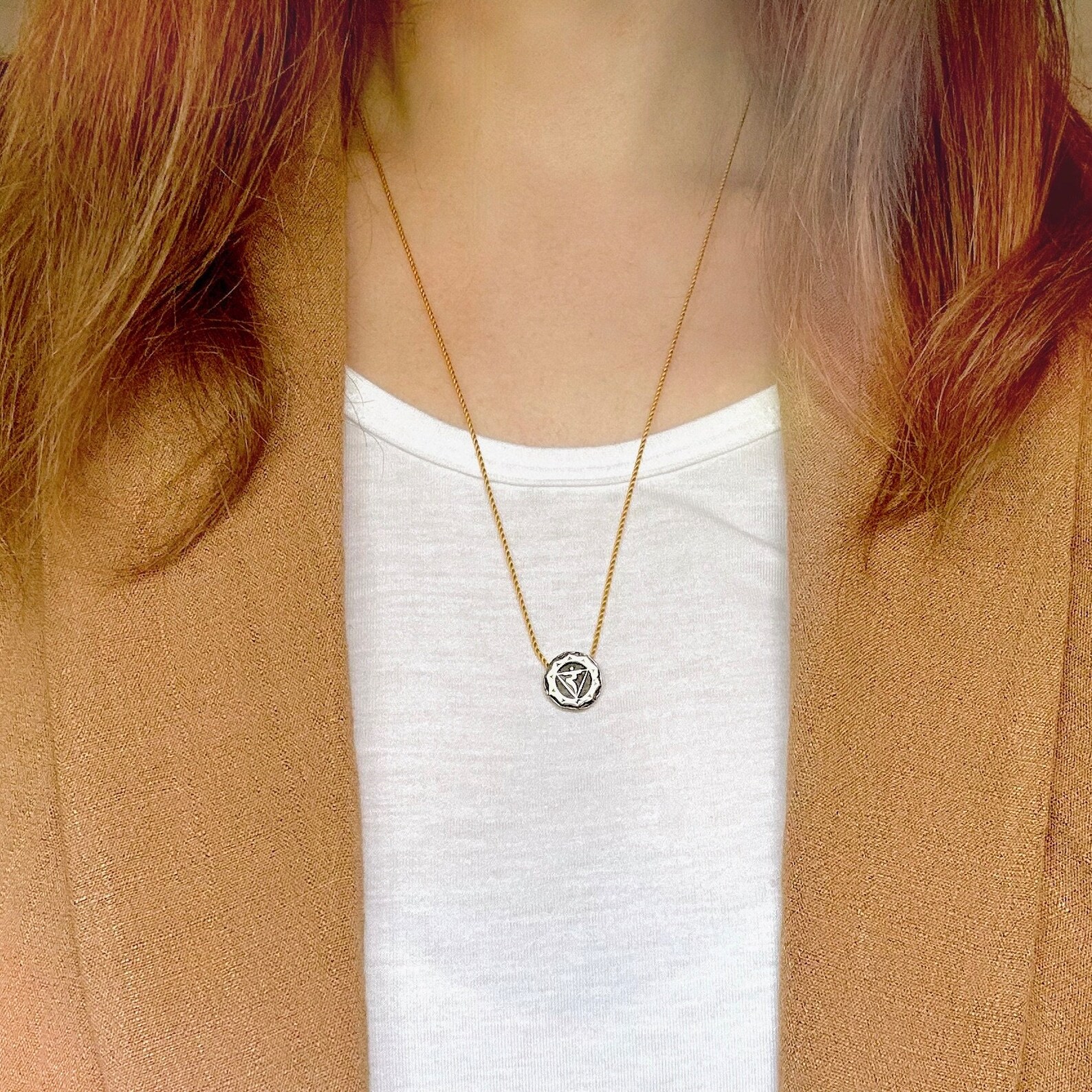 Colgante del chakra del plexo solar: collar espiritual de plata ...