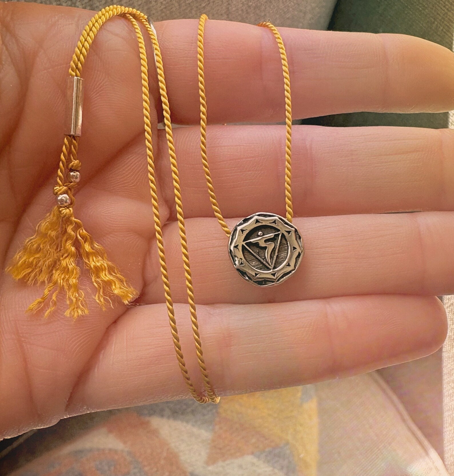 Colgante del chakra del plexo solar: collar espiritual de plata ...