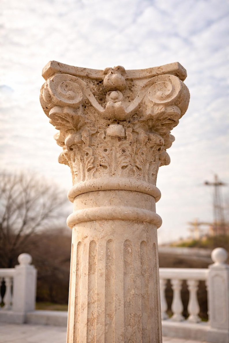 Hand Carved Travertine Corinthian Column – 275 Cm Garden or Interior ...