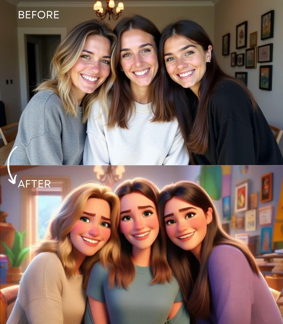 Custom Animated Portrait (pixar Inspired) From Photo, Digital Download ...