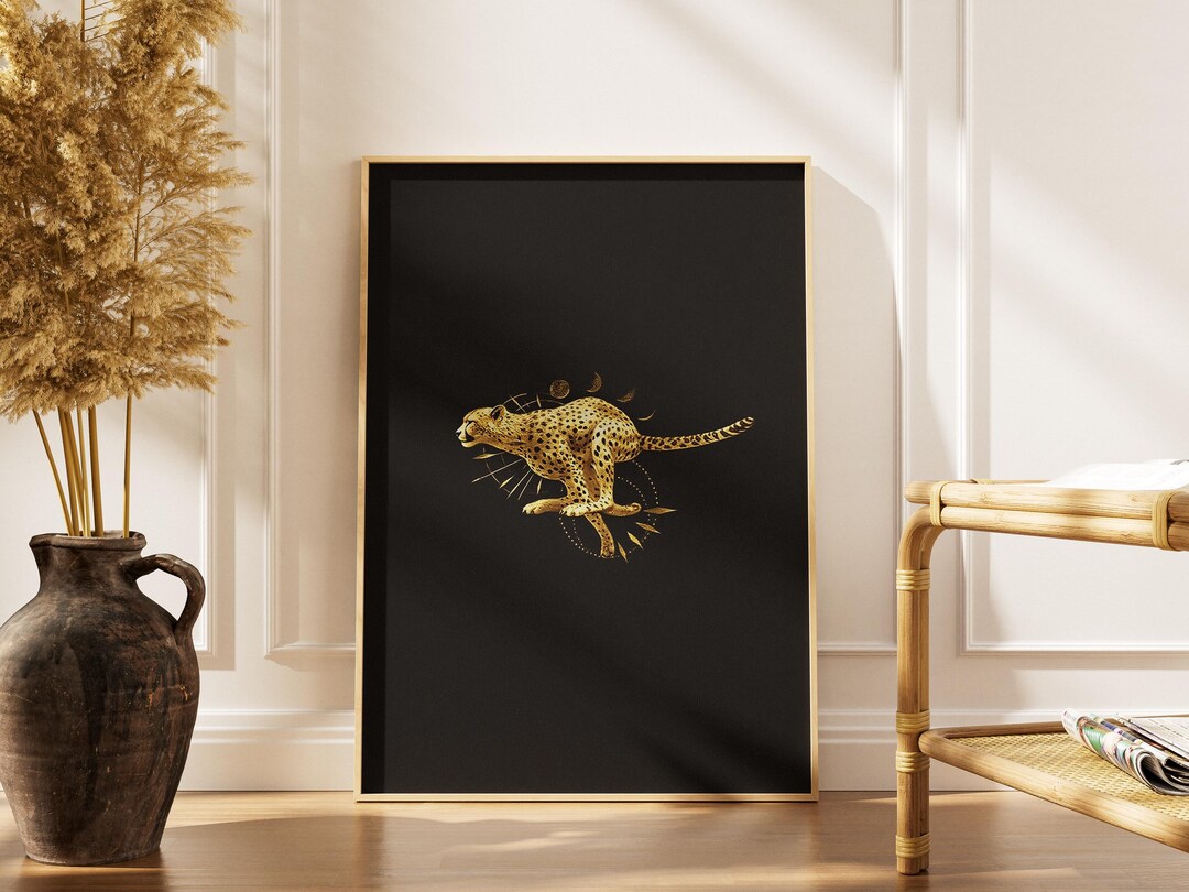 Golden Spirit Tiger Jump – Elegant Japanese Myth Art Print - Etsy