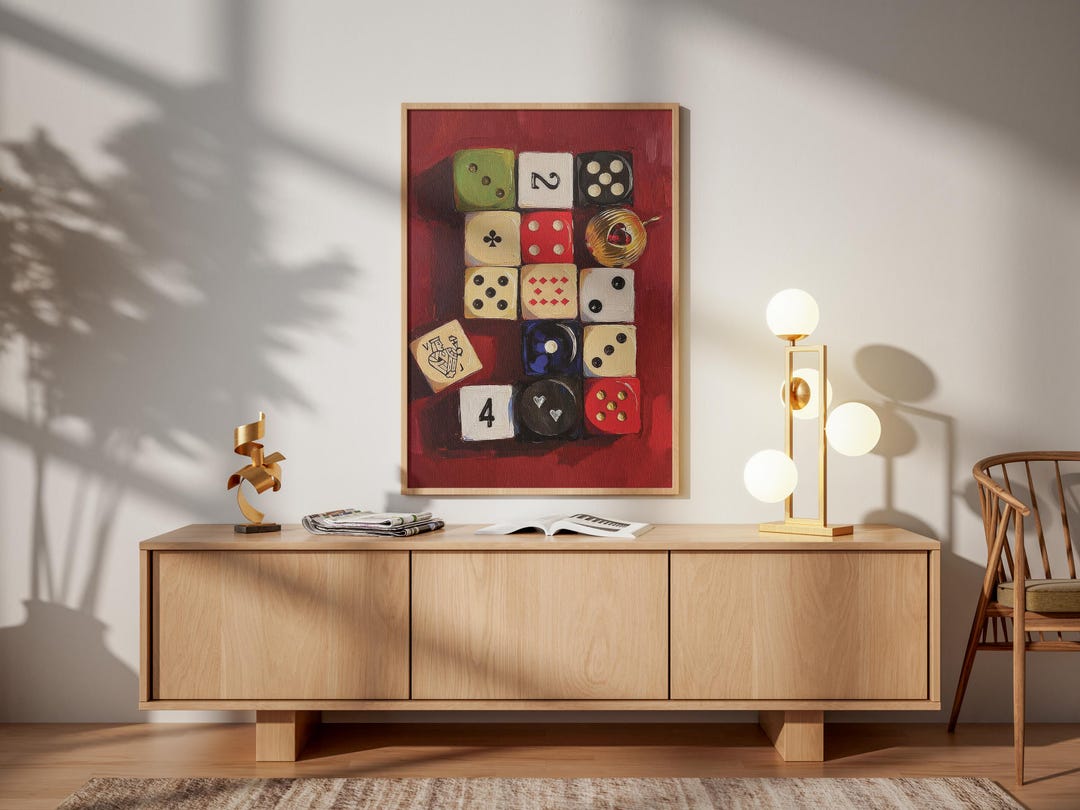 Abstract Dice Grid Oil Painting Print | Game Room Art - Etsy