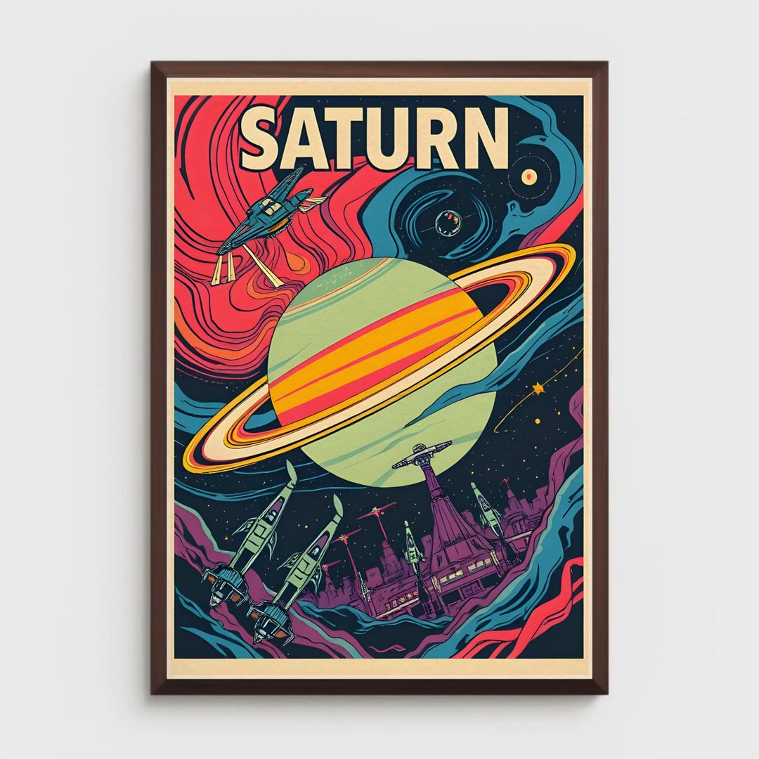 Psychedelic Indie Space Poster (digital Print) - the Saturn Poster - Etsy