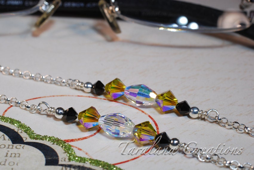 Sterling Silver Eyeglass Chain With Swarovski Crystal Beads - Etsy