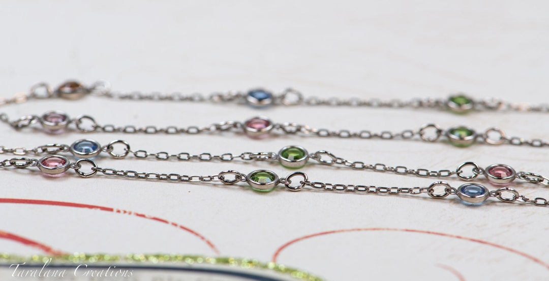 Sterling Silver Multi Swarovski Crystal Beaded Eyeglass Chain - Etsy