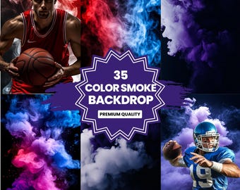 60 Color Smoke Digital Backdrops for Sports- Basketball, Football ...