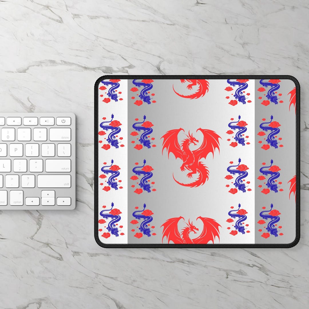 Red Dragon Mouse Pad Fantasy Gamer Desk Mat With Dragon & Serpent ...