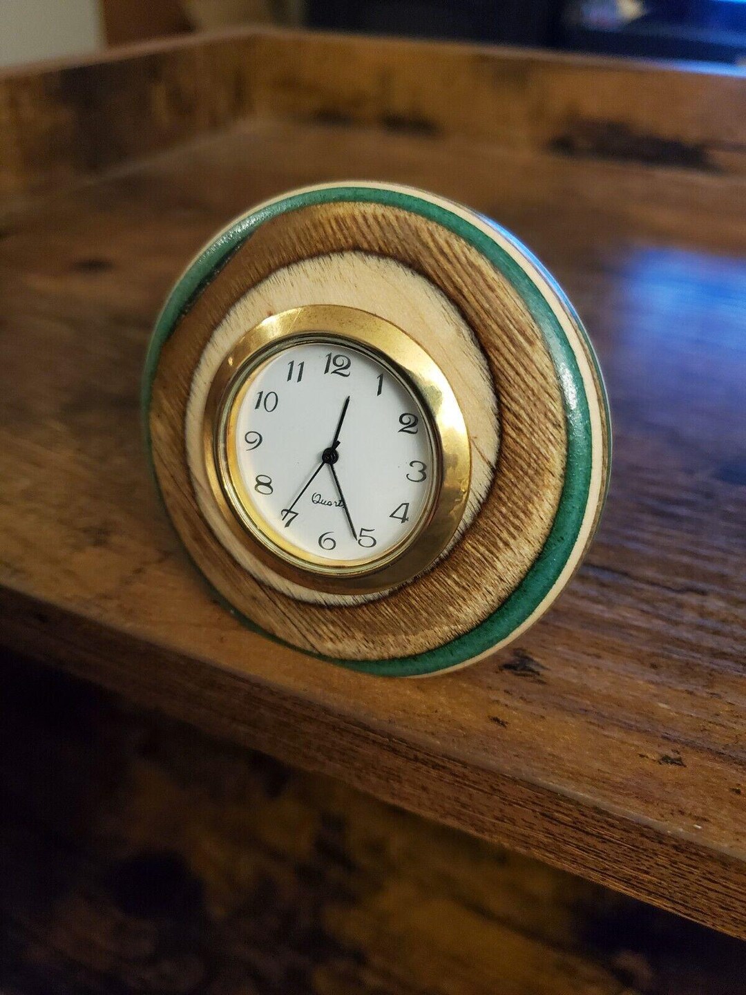 Mini Wooden Quartz Clock Maple Walnut Green Miniature Unique RARE - Etsy