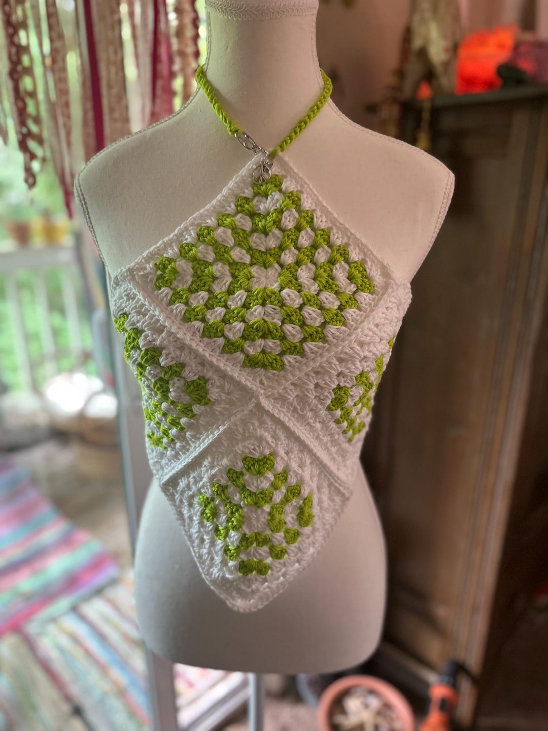 Boho Halter Top | Festival Crochet Top | 70s Hippie Halter | Flower ...