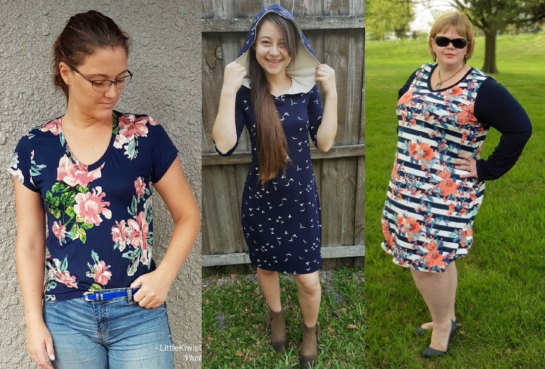 Women's Azure Tee and Dress PDF Pattern & Tutorial - Sizes XXS- 5X - by ...