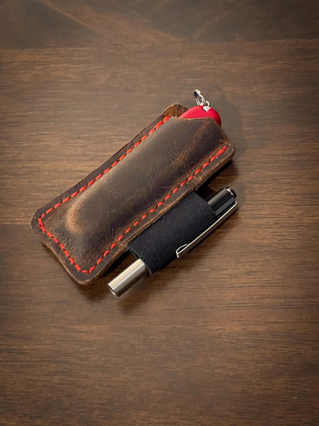 Handcrafted Leather Pocket Knife Slip With Elastic Pen Holder – EDC ...