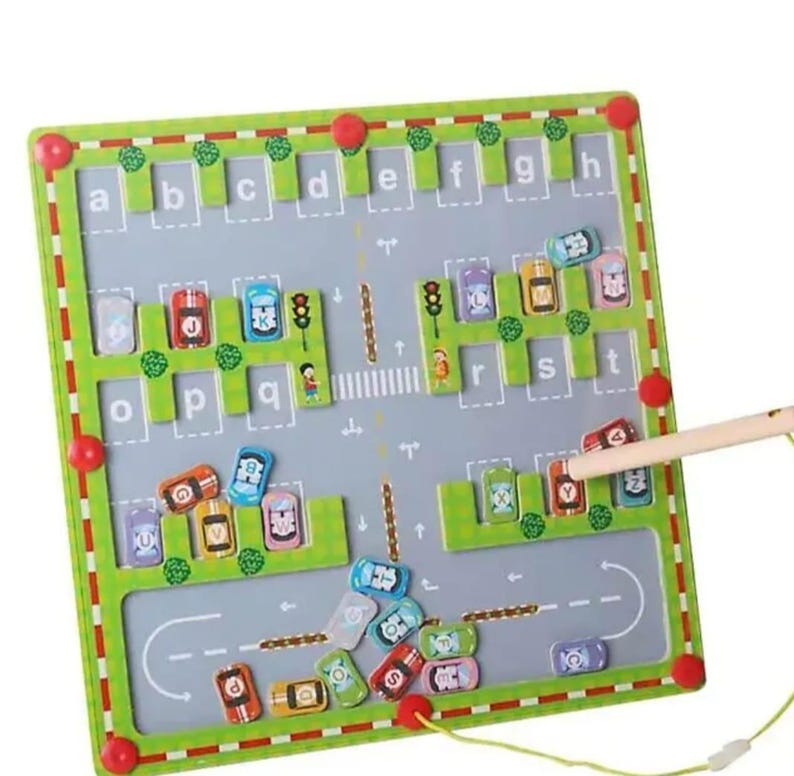 Magnetic Alphabet Maze Board: Parking Lot Theme Montessori Toy - Etsy